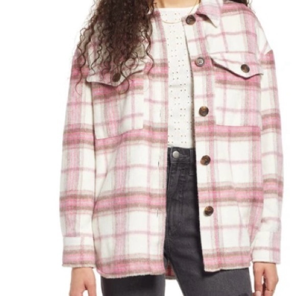 bp | Jackets & Coats | Bp Pink And White Plaid Jacket | Poshmark